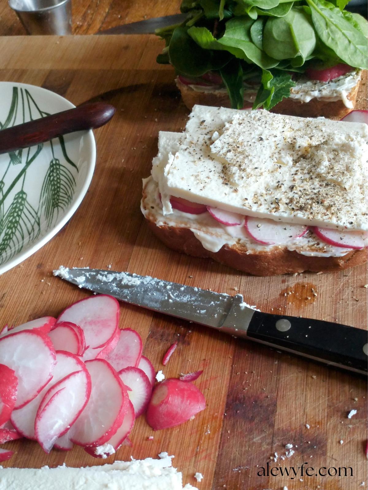COOK: Fresh Feta, Spring Greens, & Radish Vegetarian Tea Sandwiches
