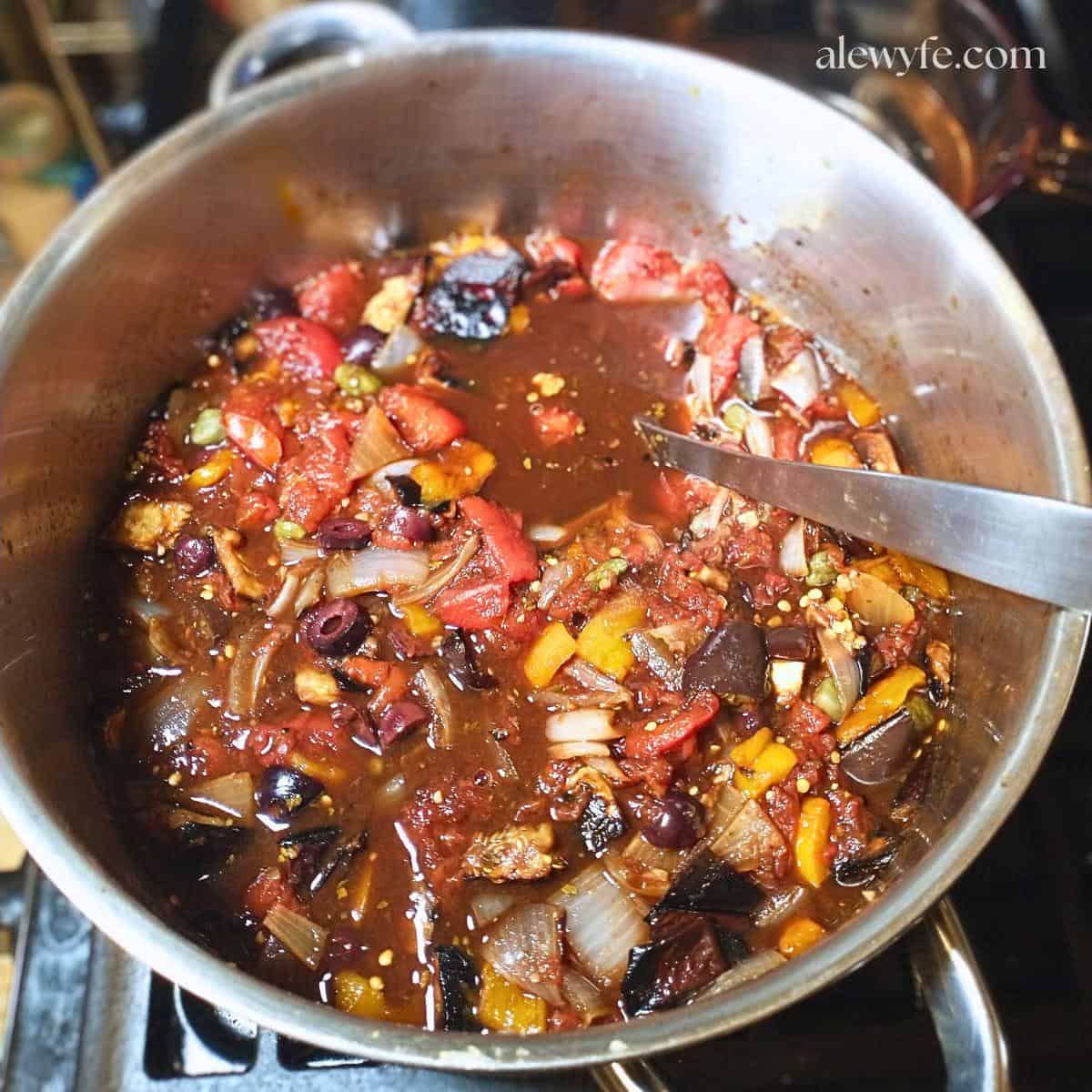 CANNING: Roasted Eggplant, Pepper, & Tomato Puttanesca Sauce - ALEWYFE